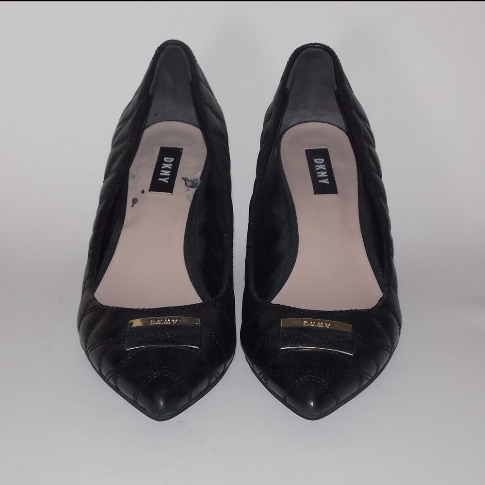 Dkny Elia Black Leather Quilted Block Heel Pumps - Wo… - Gem